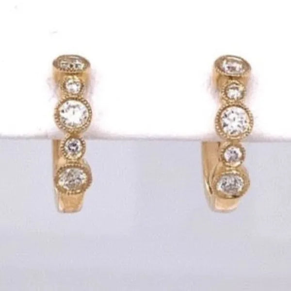 14K Yellow Gold Fancy Mini Diamond Hoops – Dublin Village Jewelers (OH)